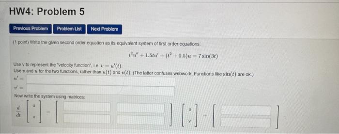 Solved HW4: Problem 5 Previous Problem Problem List Next | Chegg.com