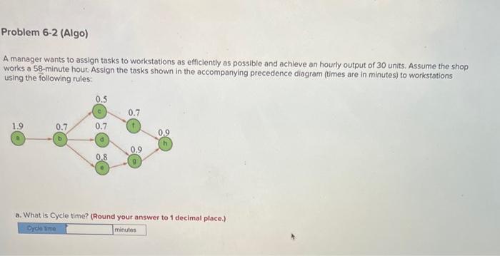 Solved A manager wants to assign tasks to workstations as | Chegg.com