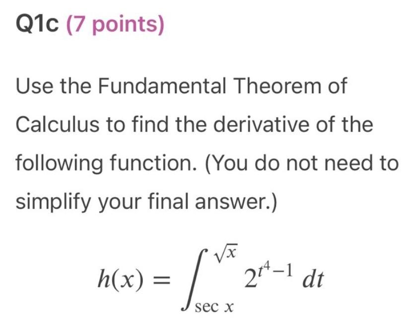 Solved Q1a (3 points) Use the Fundamental Theorem of | Chegg.com