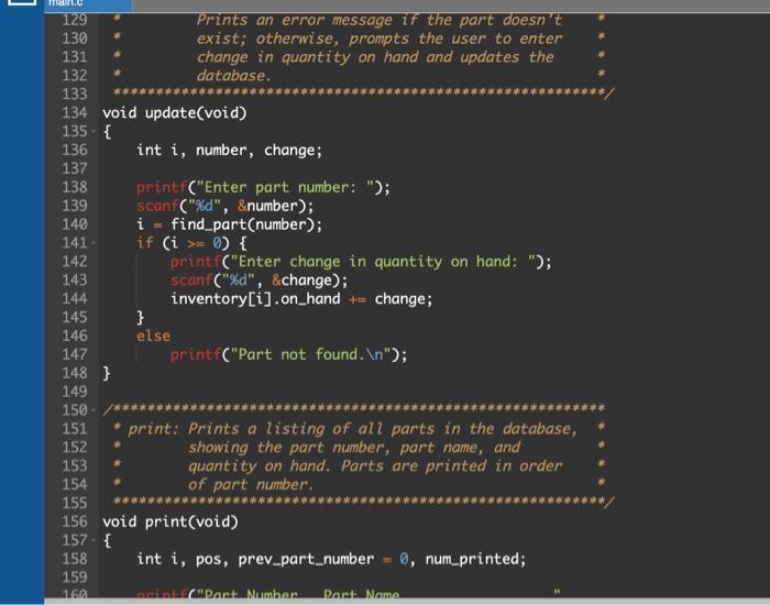 Solved MODIFY THE INVENTORY C PROGRAM BELOW by making | Chegg.com