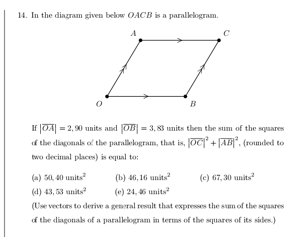 Solved In the diagram given below OACB is a parallelogram.If | Chegg.com