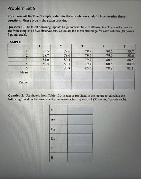 Solved Problem Set 9 Note: You will find the Example videos | Chegg.com