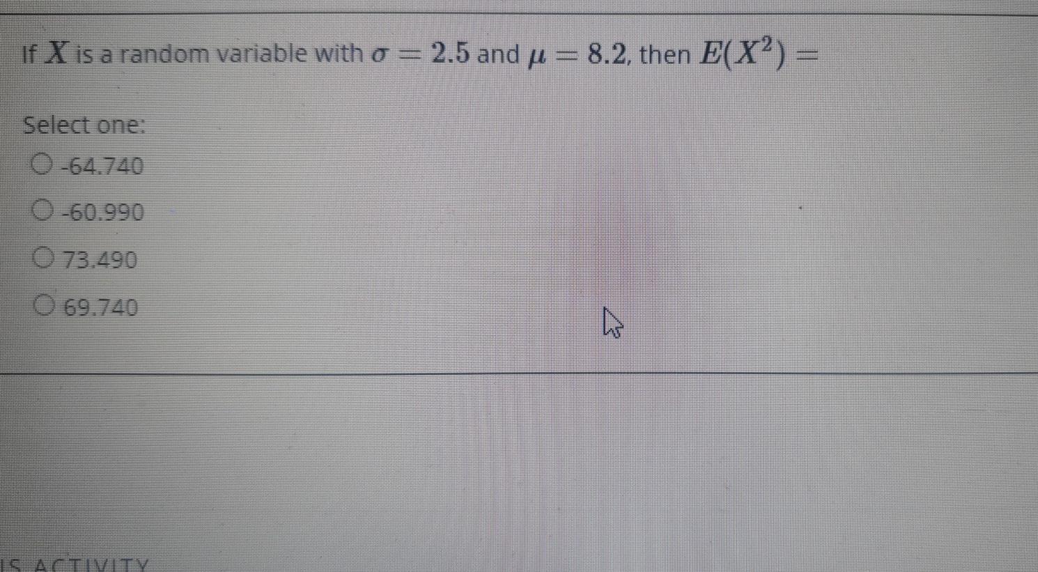 Solved if X is a random variable with o = 2.5 and p = 8.2, | Chegg.com