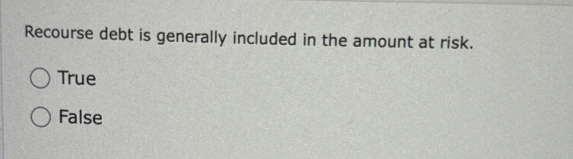 Solved Recourse debt is generally included in the amount at | Chegg.com