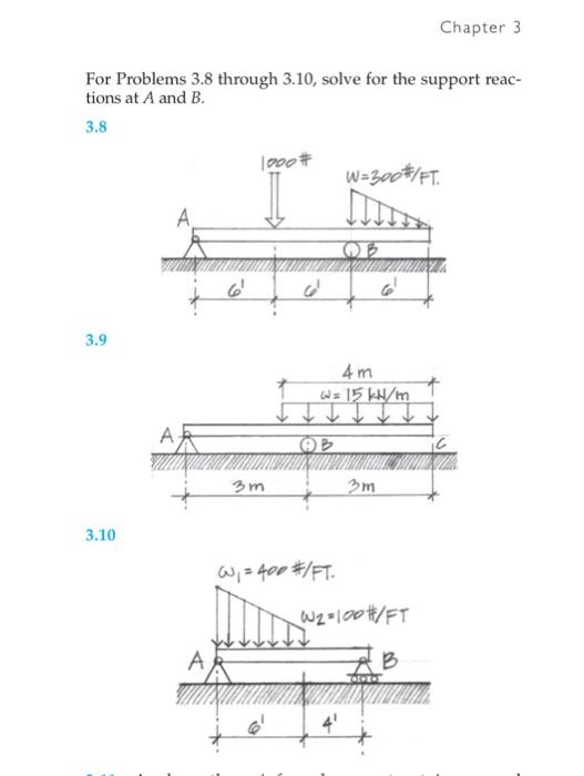 Solved For Problems 3.8 through 3.10 , solve for the support | Chegg.com