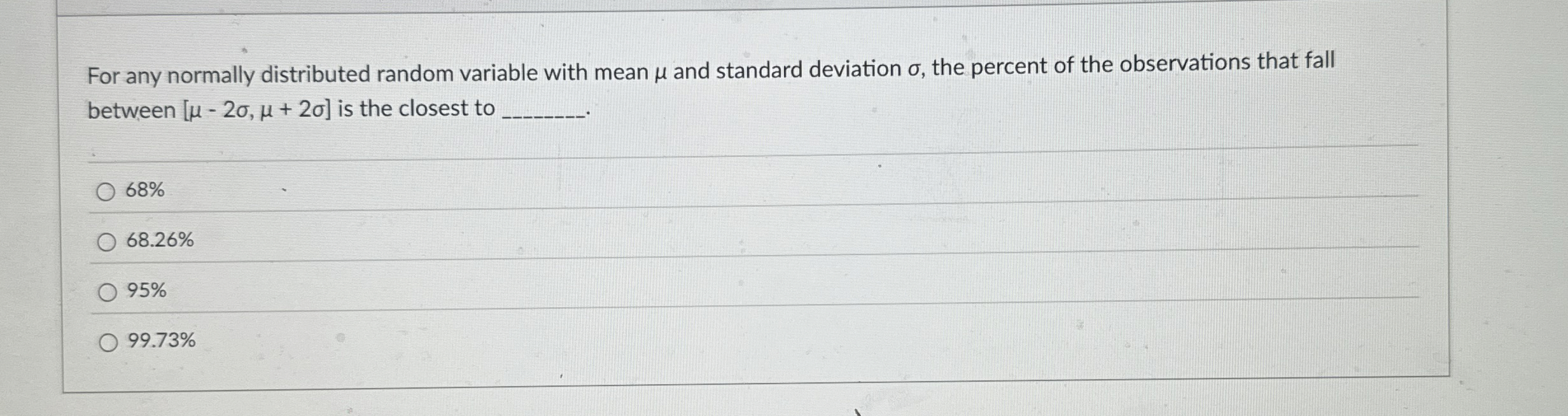 Solved For any normally distributed random variable with | Chegg.com