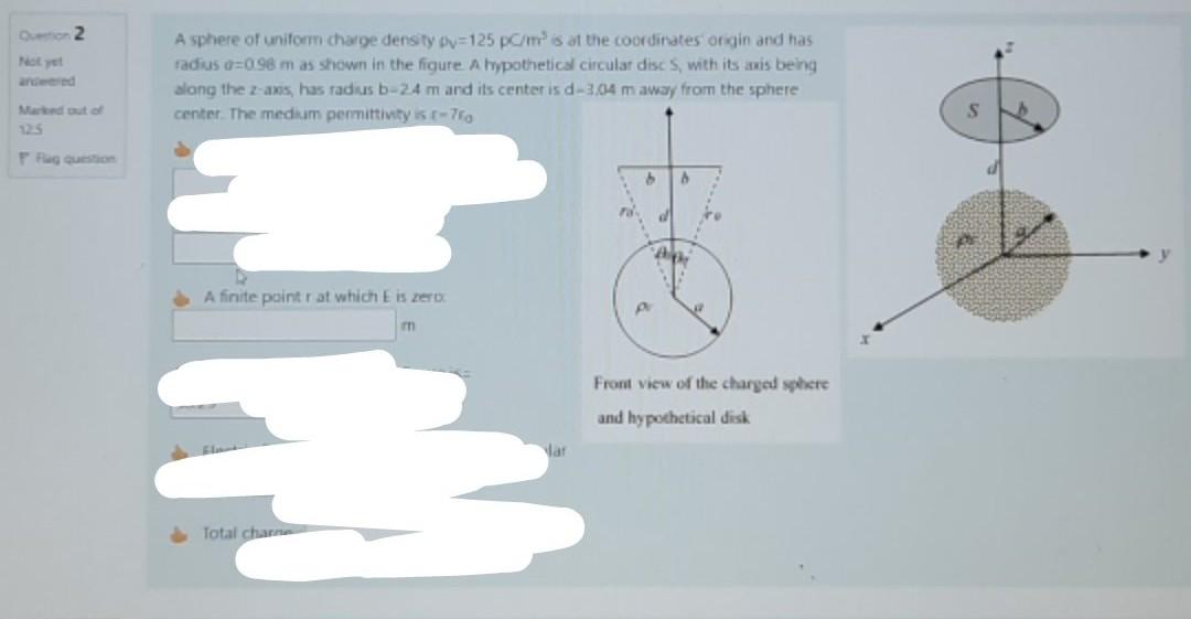 Solved Nett A sphere of uniform charge density Dv=125 pm is | Chegg.com