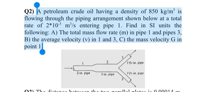 Solved Q2) A petroleum crude oil having a density of 850 | Chegg.com