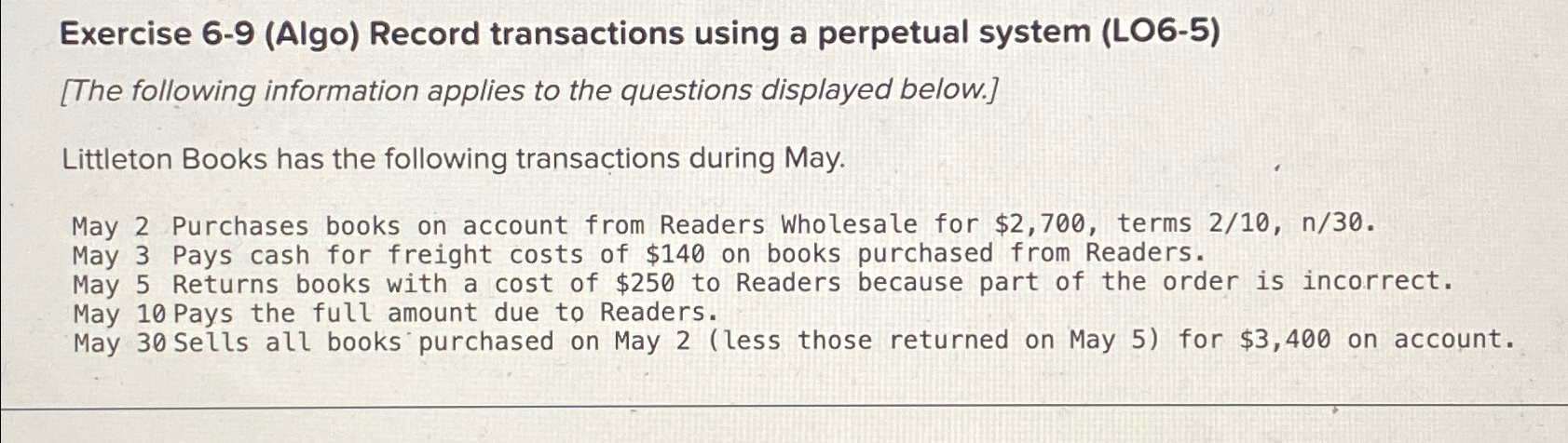 Solved Exercise 6 9 Algo ﻿record Transactions Using A 4567