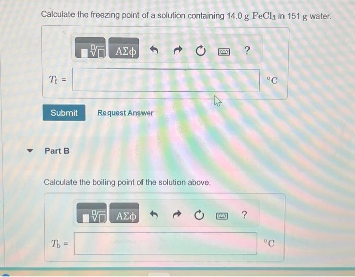 Solved Calculate the freezing point of a solution containing | Chegg.com
