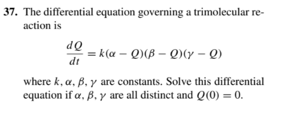 The differential equation governing a trimolecular | Chegg.com