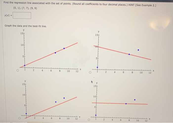Solved Find the regression line associated with the set of | Chegg.com
