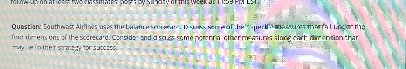 Solved Question: Southwest Airlines uses the balance | Chegg.com
