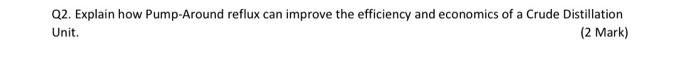 Solved Q2. Explain how Pump-Around reflux can improve the | Chegg.com