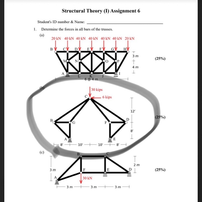 Solved Structural Theory (1) Assignment 6 Student's ID | Chegg.com