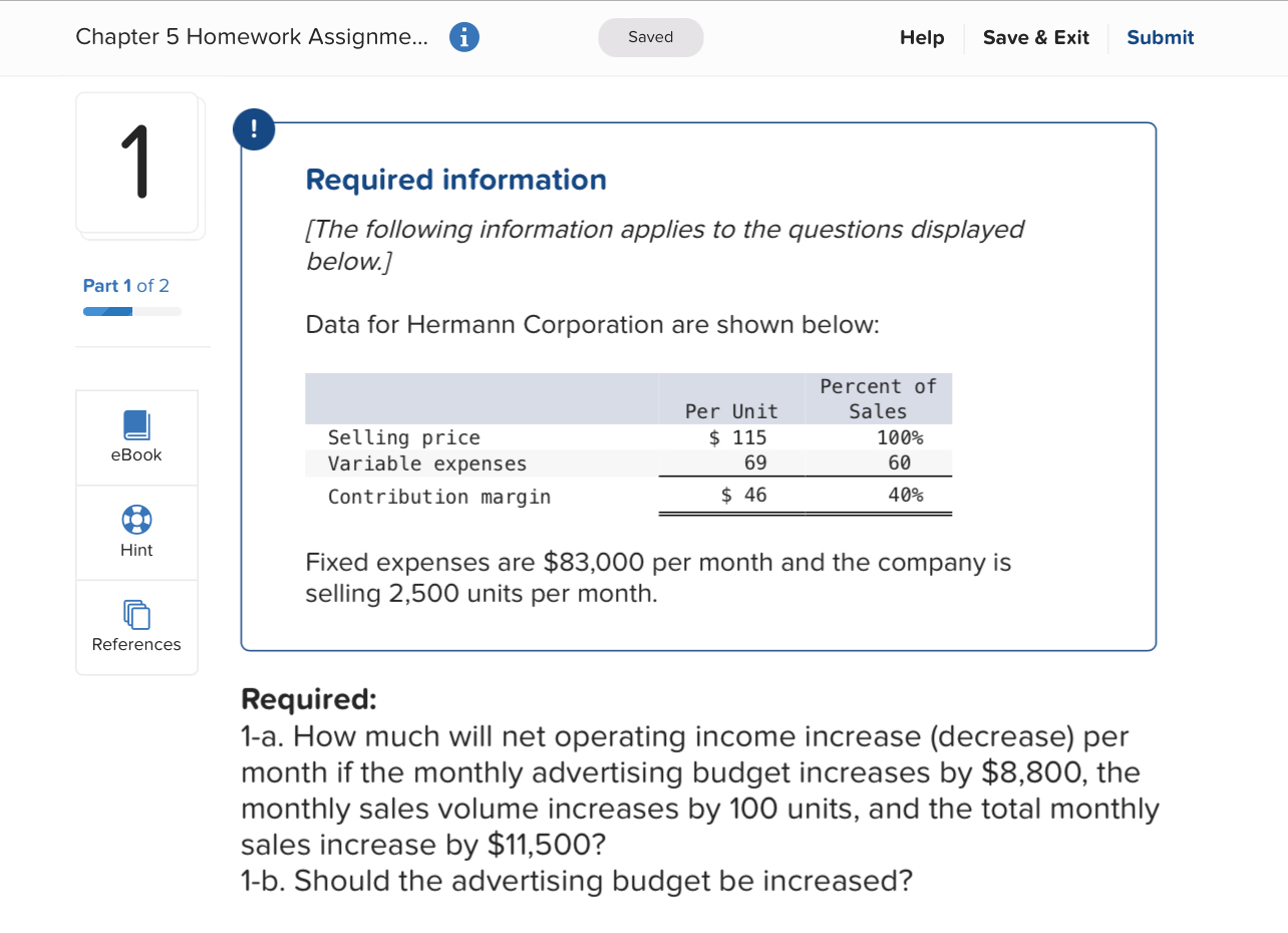 Solved Chapter 5 ﻿Homework Assignme...(i)SavedHelpSave & | Chegg.com