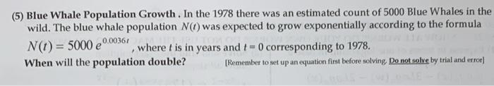 Solved (5) Blue Whale Population Growth. In the 1978 there | Chegg.com