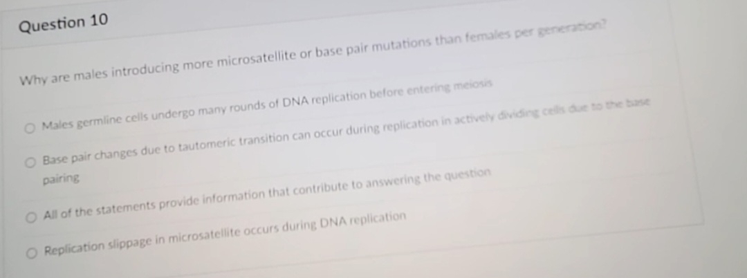 Solved Question 10Why are males introducing more | Chegg.com