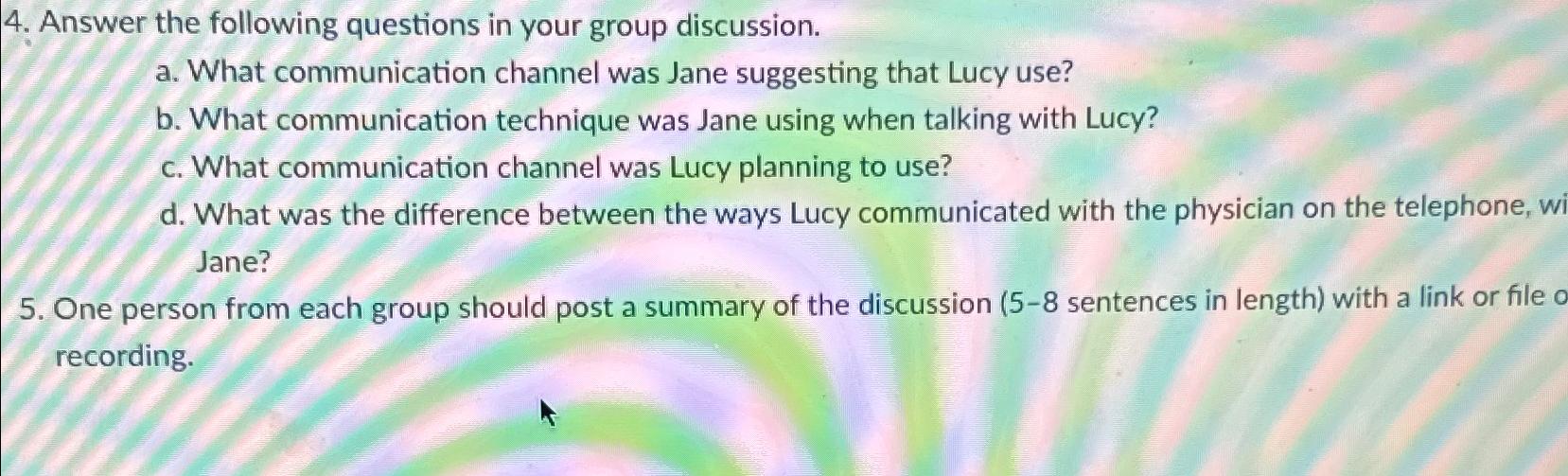 Solved Answer the following questions in your group | Chegg.com