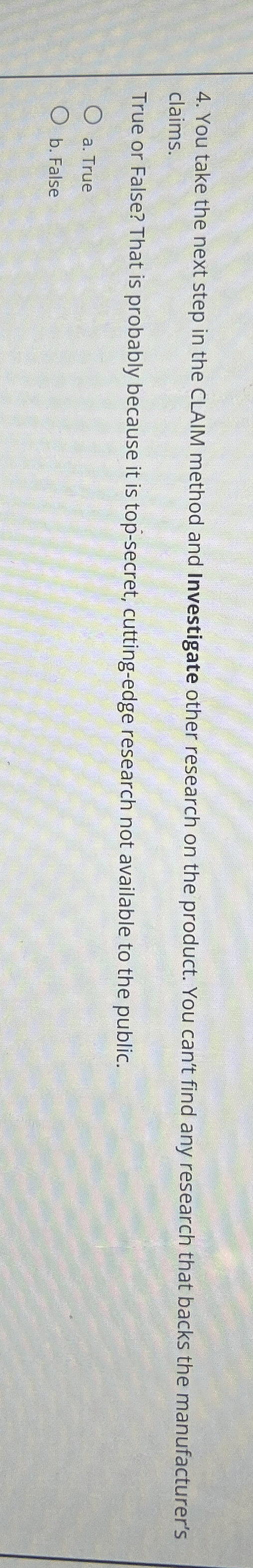 Solved You take the next step in the CLAIM method and | Chegg.com