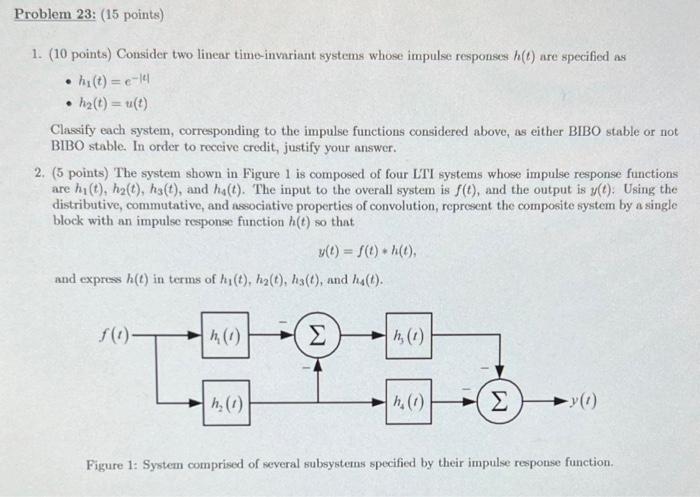 Solved (10 points) Consider two linear time-invariant | Chegg.com