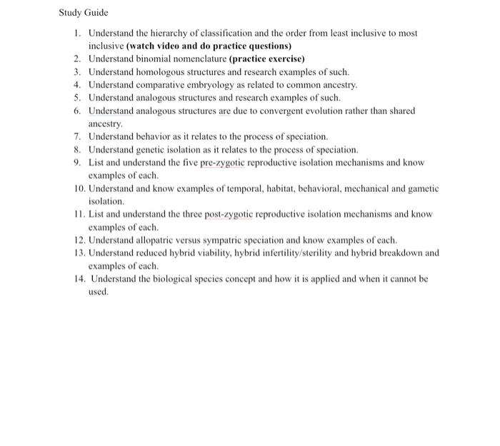 Solved Study Guide 1. Understand the hierarchy of | Chegg.com