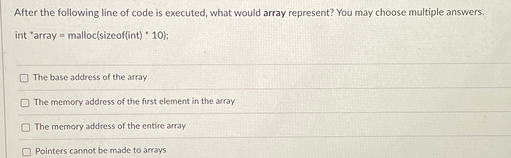 Solved After the following line of code is executed, what | Chegg.com