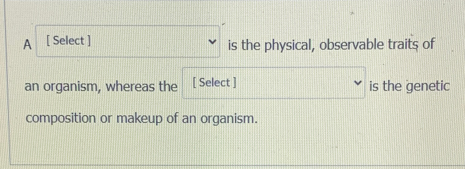 Solved A ﻿is the physical, observable traits of an | Chegg.com