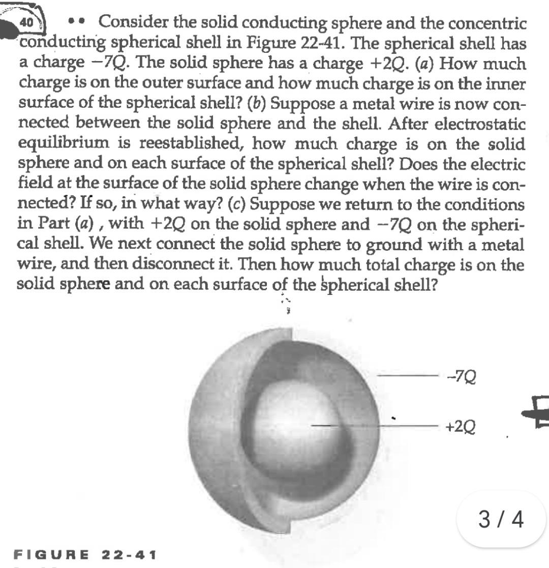 Solved 40) - Consider the solid conducting sphere and the | Chegg.com
