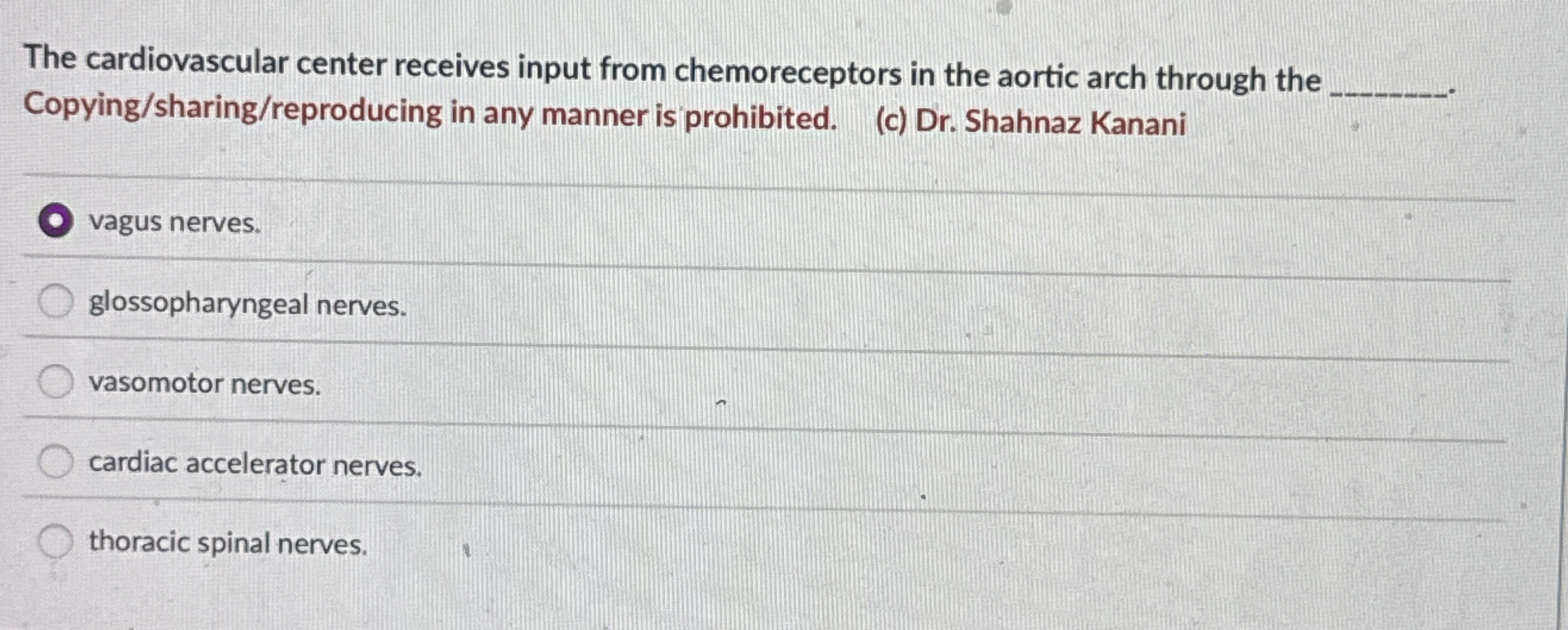 The cardiovascular center receives input from | Chegg.com
