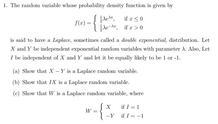The random variable whose probability density | Chegg.com