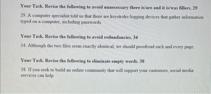 Your Task. Revise the following sentences to | Chegg.com