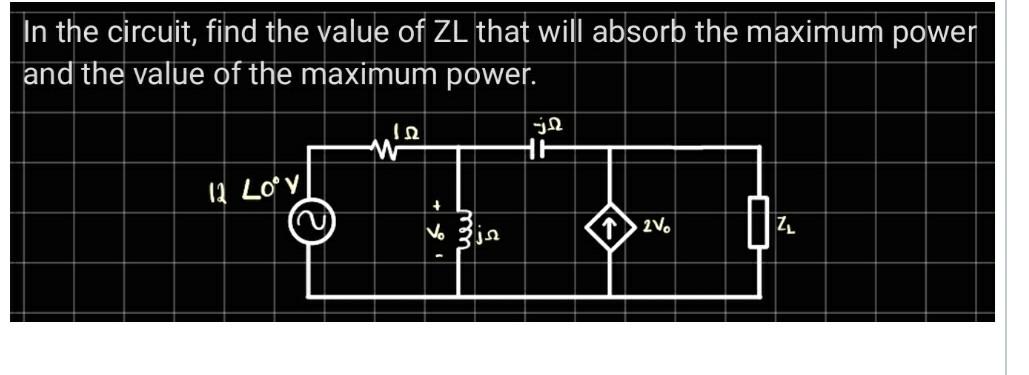 Solved In the circuit, find the value of ZL that will absorb | Chegg.com