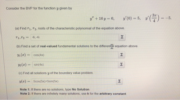 Solved Consider the BVP for the function y given by , | Chegg.com
