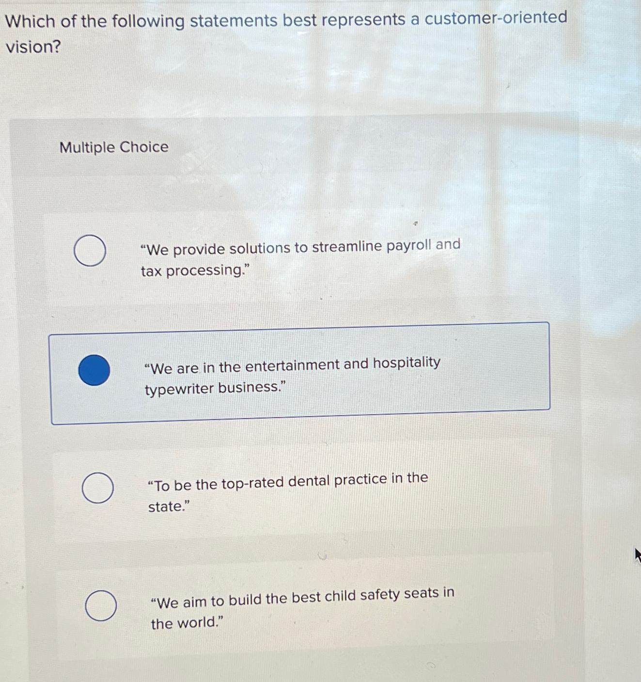 Solved Which of the following statements best represents a | Chegg.com
