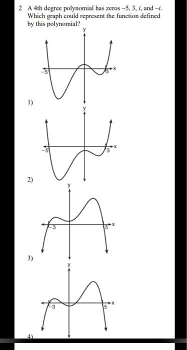 Solved 2 A 4th degree polynomial has zeros -5, 3, i, and -i. | Chegg.com