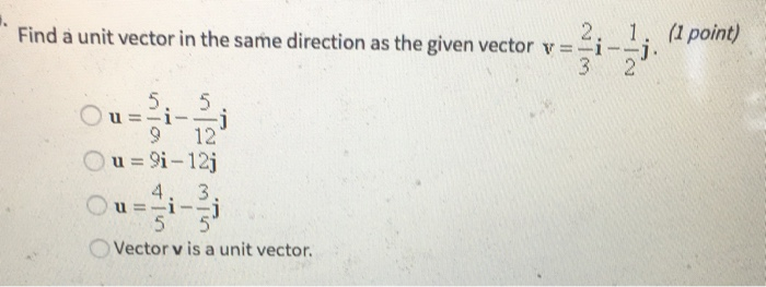 Solved find a unit vector in the same direction as the given | Chegg.com