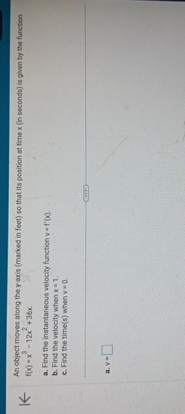 Solved An object moves along the y-axis (marked in feet) ﻿so | Chegg.com