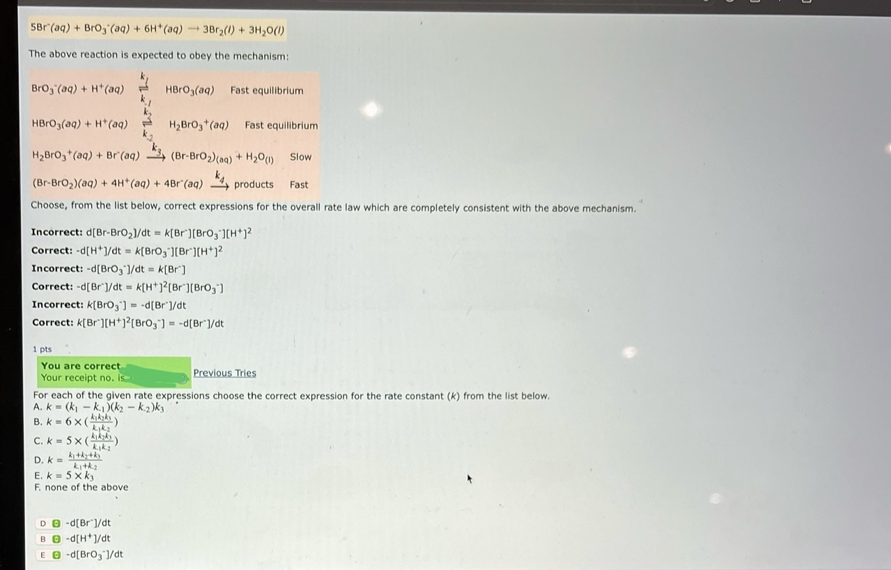 Solved 5Br-(aq)+BrO3-(aq)+6H+(aq)→3Br2(1)+3H2O(1)The above | Chegg.com