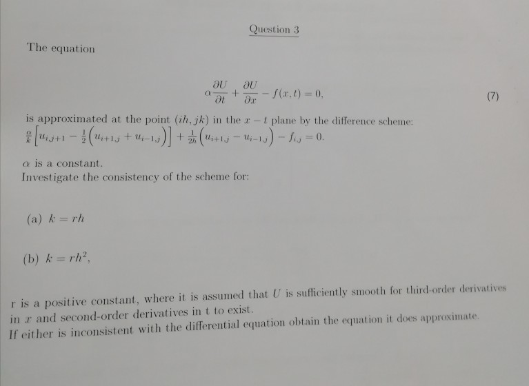 Solved Question 3 The equation au ar + au ar (2, 1) = 0, (7) | Chegg.com