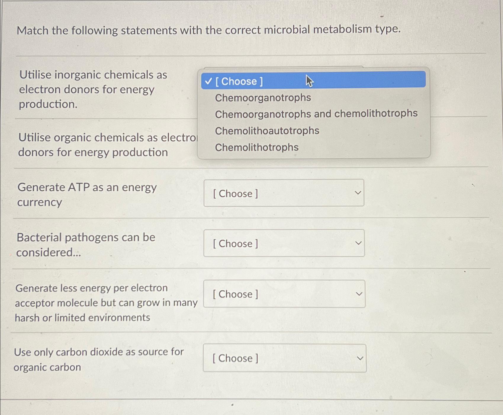 Solved Match the following statements with the correct | Chegg.com