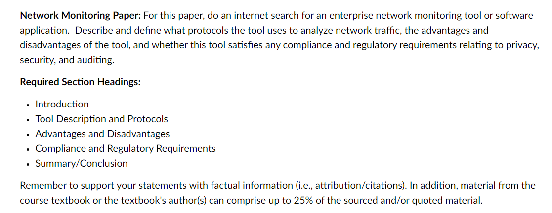 Solved Network Monitoring Paper: For this paper, do an | Chegg.com