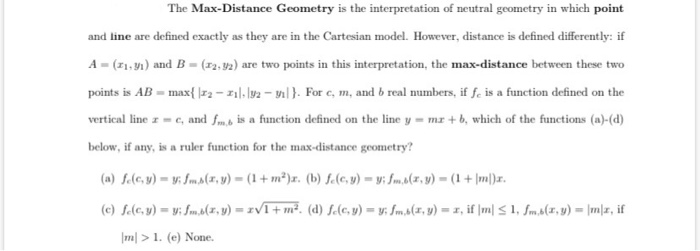 The Max-Distance Geometry is the interpretation of | Chegg.com