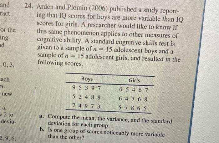 Solved 4. Arden and Plomin (2006) published a study | Chegg.com
