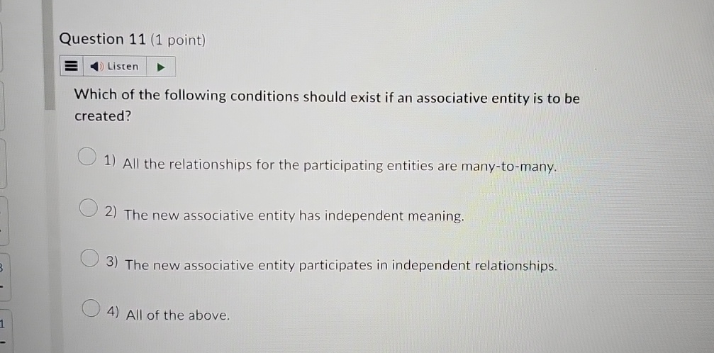 Solved Question 11 (1 ﻿point)ListenWhich of the following | Chegg.com