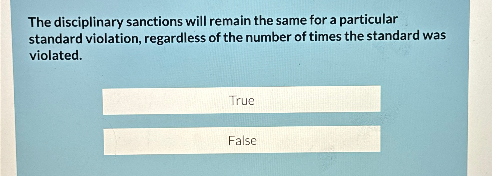 Solved The disciplinary sanctions will remain the same for a | Chegg.com