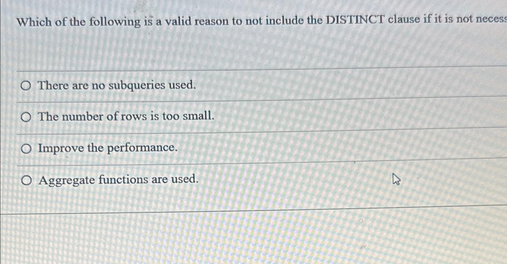 Solved Which of the following is a valid reason to not | Chegg.com