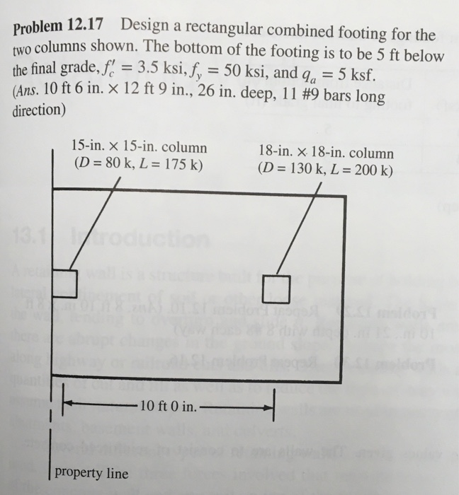 Solved Problem 12.17 Design a rectangular combined footing | Chegg.com