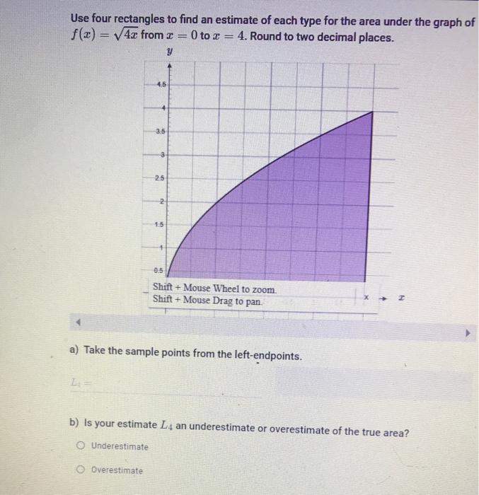 Solved Use four rectangles to find an estimate of each type | Chegg.com