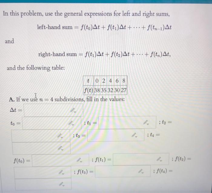 Solved B. Find the left and right sums using n = 4 left sum | Chegg.com